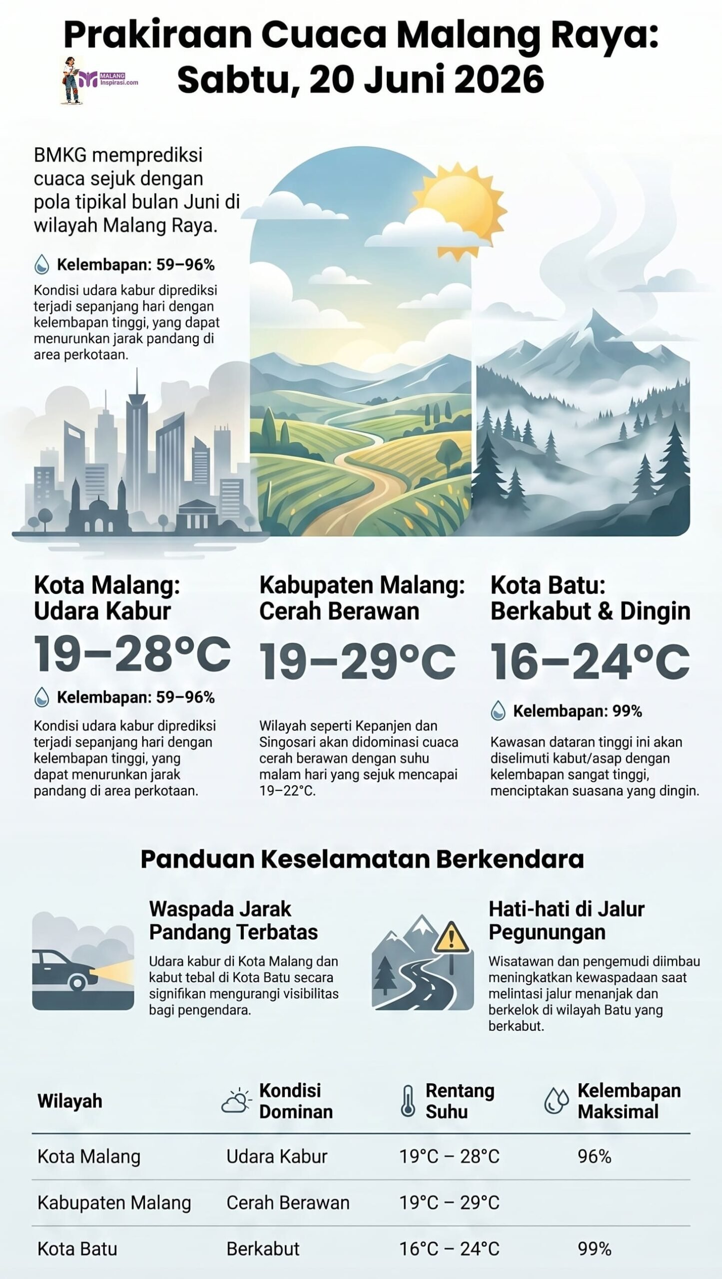 Cuaca Malang Raya Hari Ini, 20 Juni 2026: Cerah Berawan, Suhu Relatif ...
